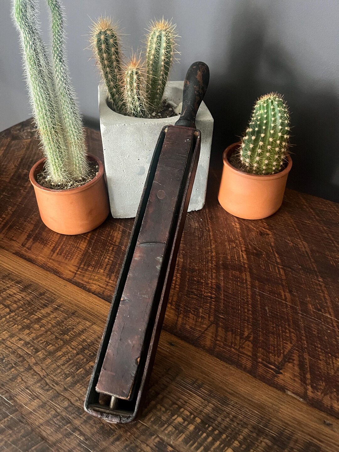 Straight Razor Leather Knife Strop With Wood Handle - Etsy