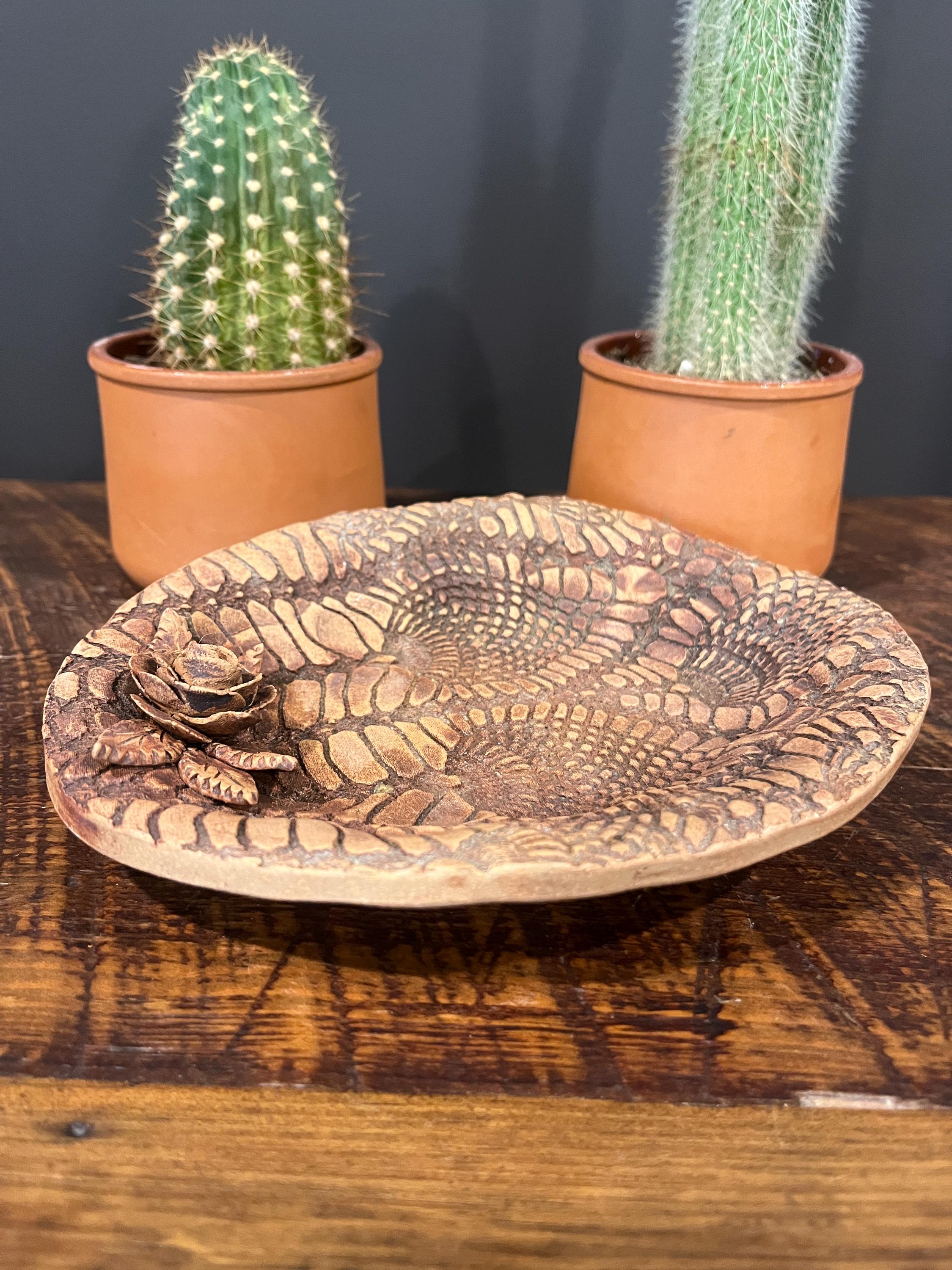 Rose & Alligator Dragon Scale Textured Ceramic Clay, Catch All Dish or ...