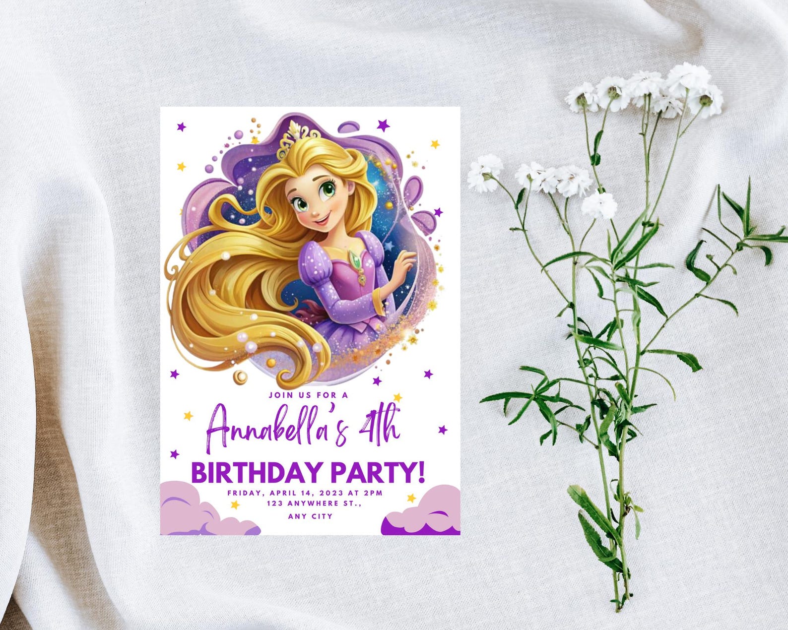Rapunzel Birthday Invitation, Quinceanera Invitation Rapunzel,rapunzel ...