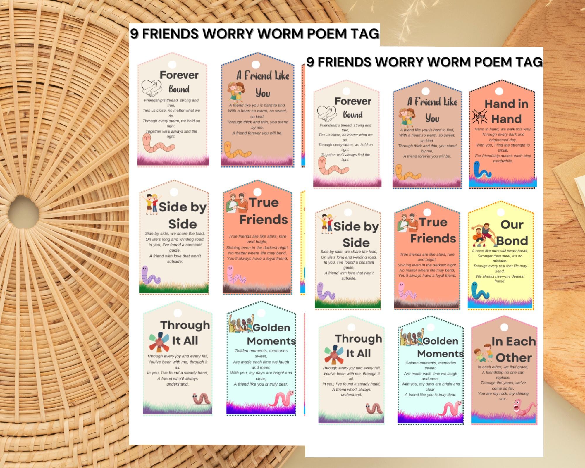 9 Set of Friendly Worry Worm Poem Bundle, Rhyming Children's Poems ...