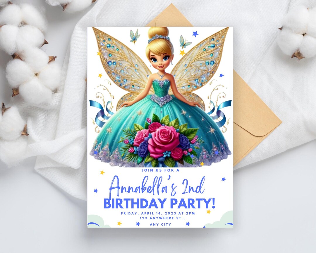 Tinker Princess Birthday Invitation, Tinker Princess Invite Princess ...