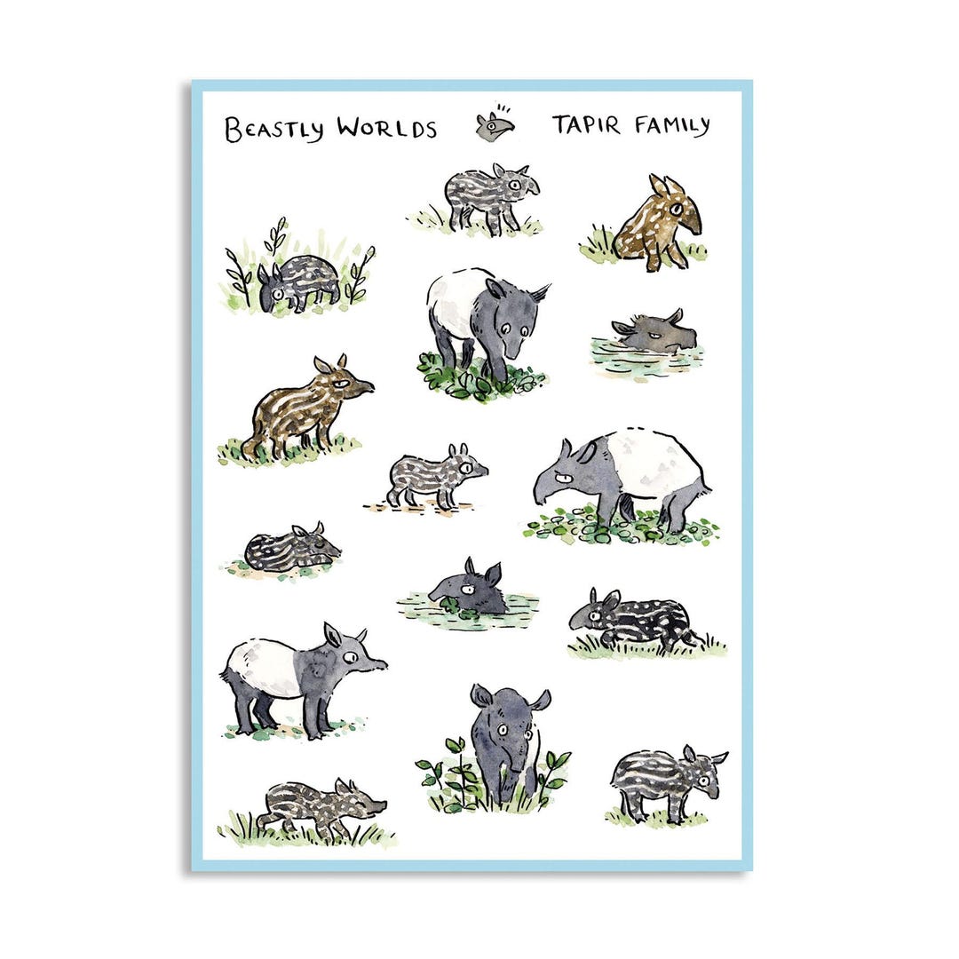 Tapir Family Sticker Sheet - Etsy
