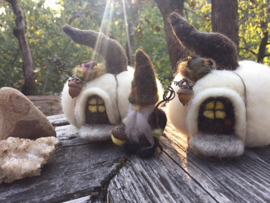 Pumpkin Fairy House Decoration Needle Felt Acorn Porch Light - Etsy