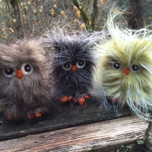 Furry Baby Owls Sweet Recycled Faux Fur Wool Felt Rare Bird woolcrazy 1 ...