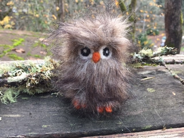 Furry Baby Owls Sweet Recycled Faux Fur Wool Felt Rare Bird - Etsy