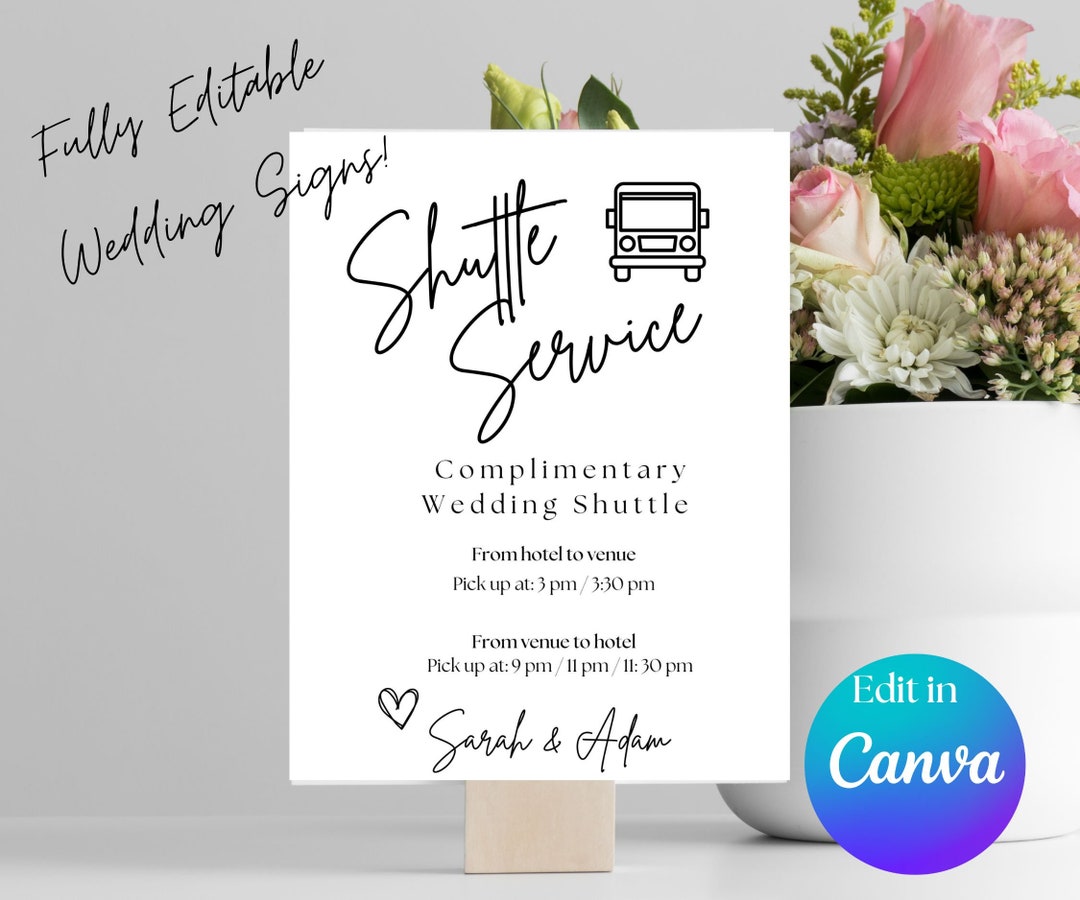 Fully Editable Wedding Shuttle Sign - Etsy