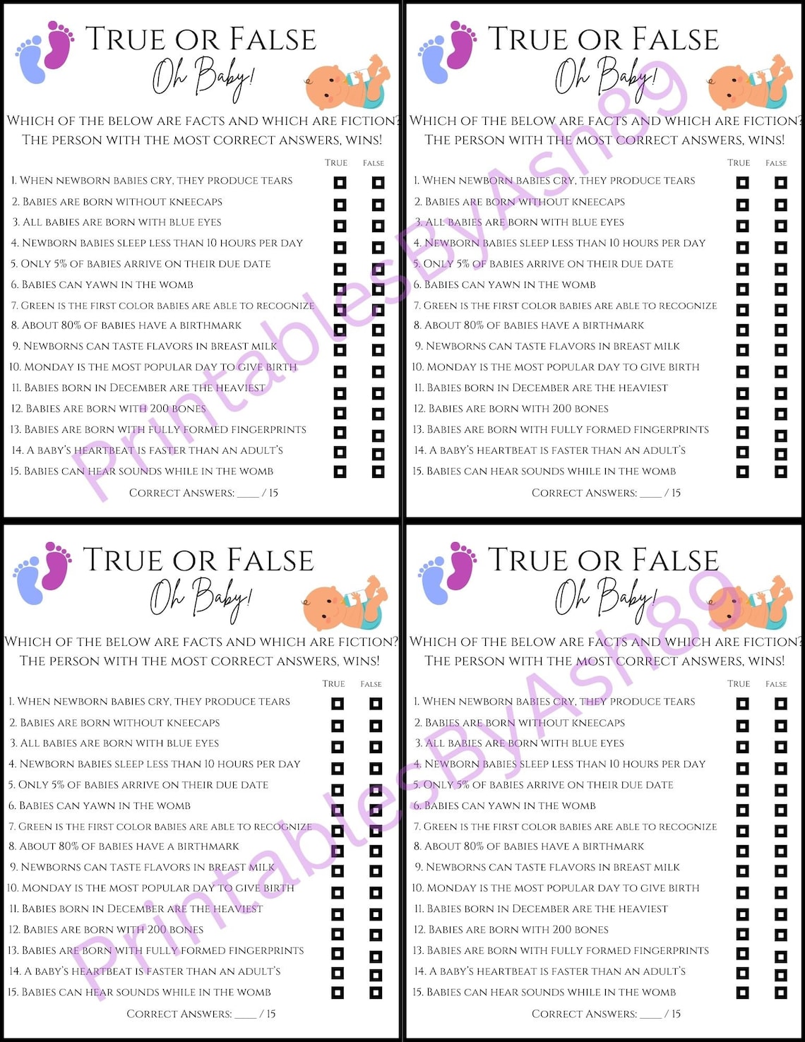 Oh Baby True or False Baby Shower Game - Etsy