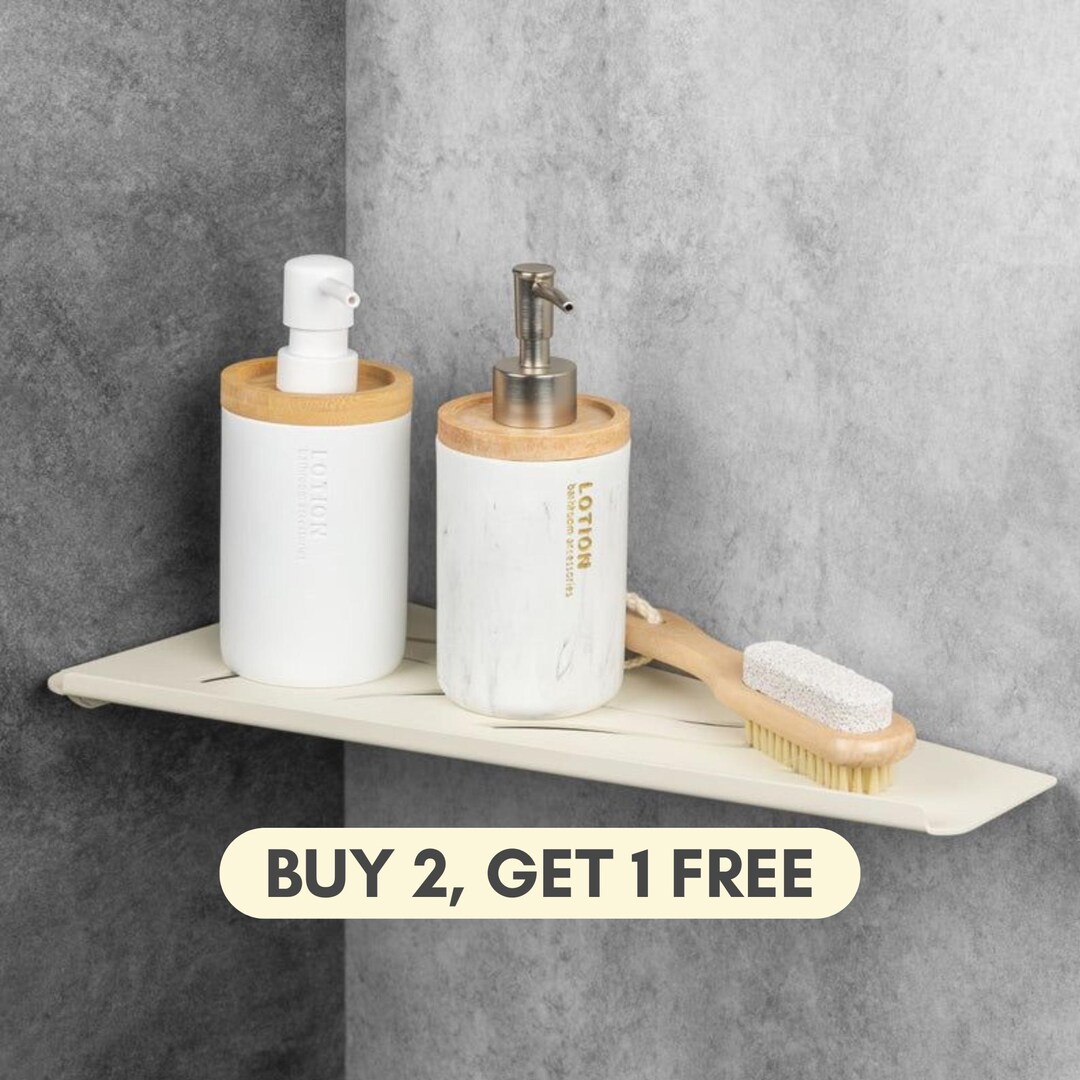 Shower Shelf Sleek Beige Bathroom Shelf - Minimalist Wall-mounted ...