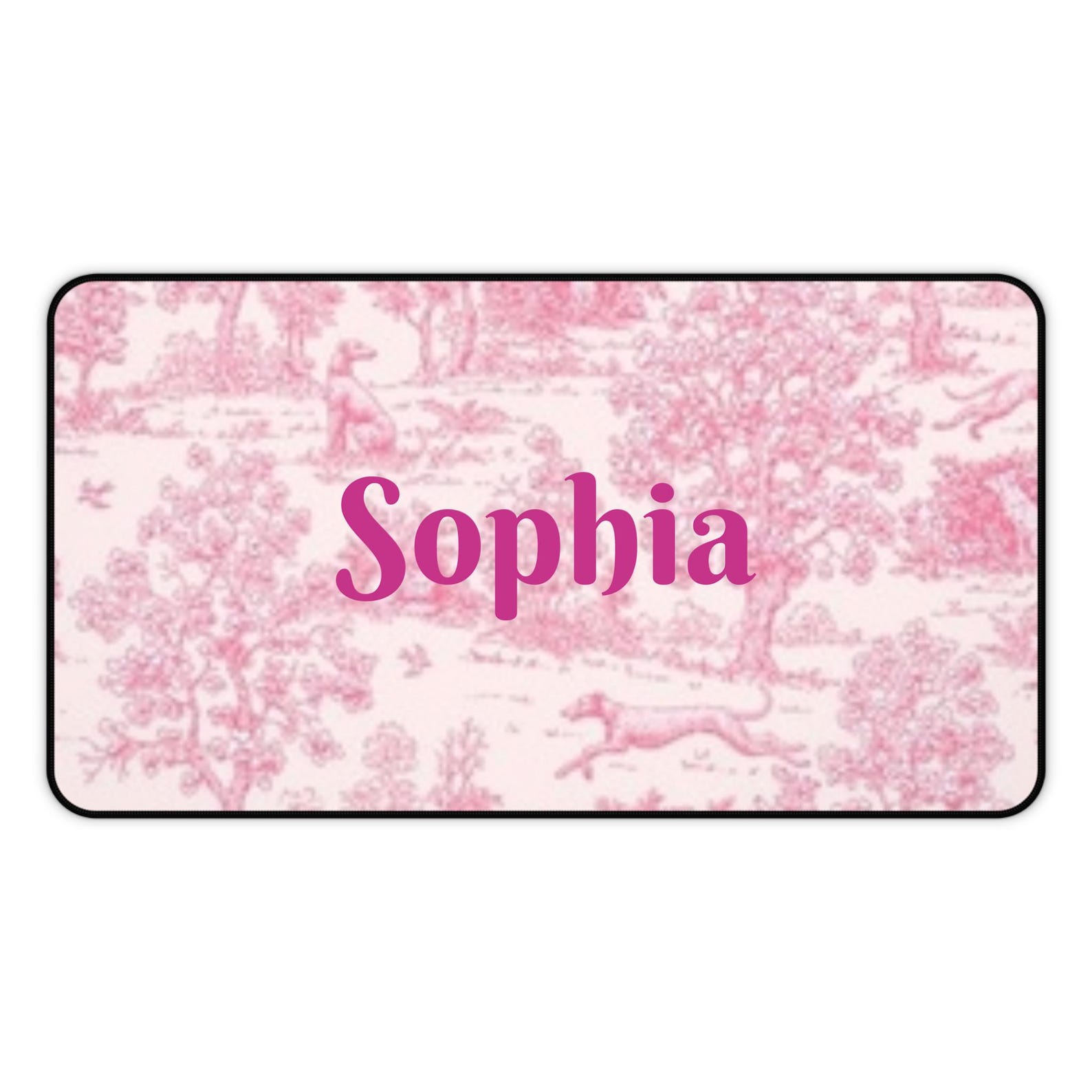 Pink Toile De Jouy Desk Mat for Girls, Personalized Office Accessories ...