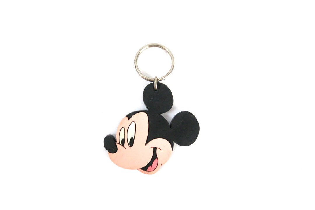 Vintage 90s Mickey Mouse Head Key Chain / Novelty Disney Car Keychain ...