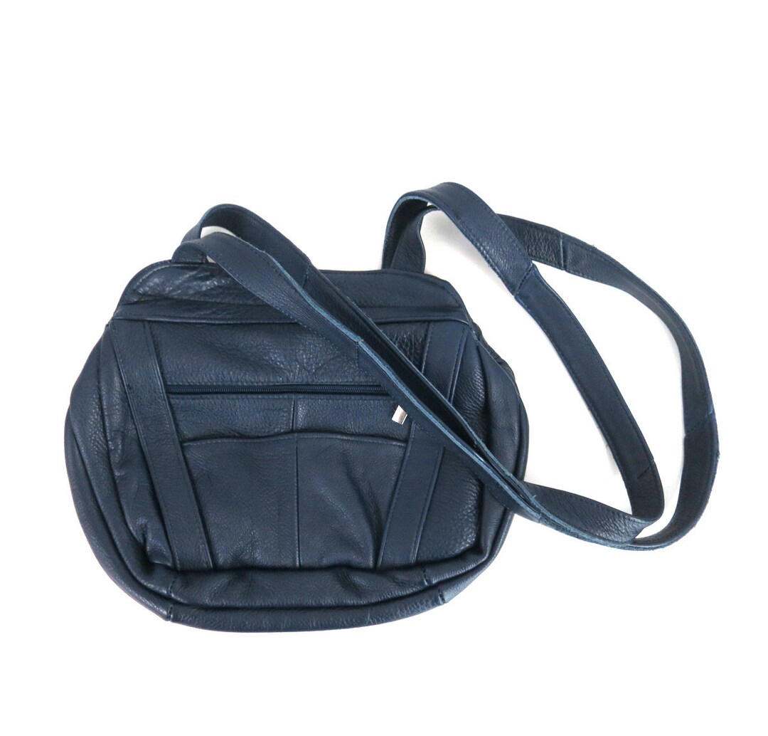 Navy Blue Leather Purse Vintage Shoulder Bag Made in Mexico Purse ...
