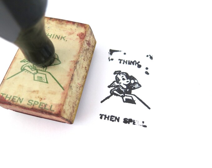 Vintage Divine Word Stamp School Teacher Angel Stamp "think Then Spell ...