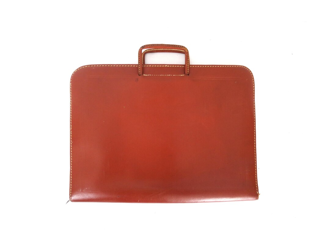 Vintage Leather Briefcase Portfolio Tote Attache Case Brown Tan School ...