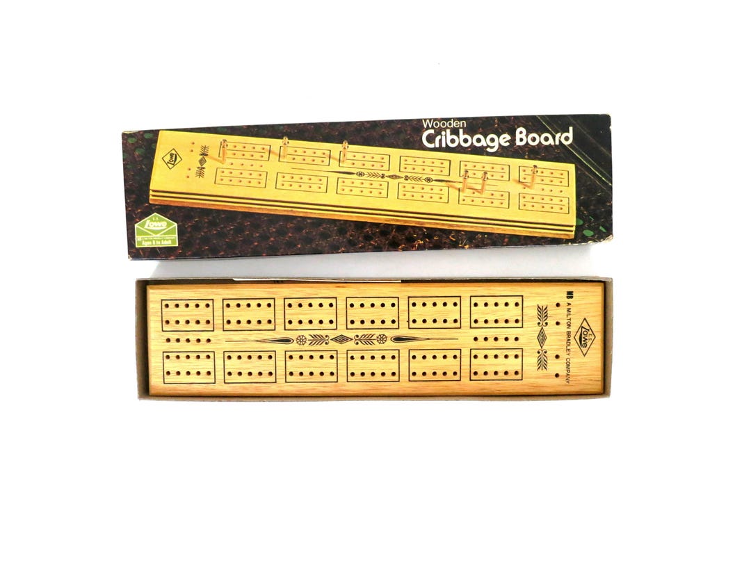 Cribbage Game Vintage LOWE Solid Wood Cribbage Board Retro Card Party ...