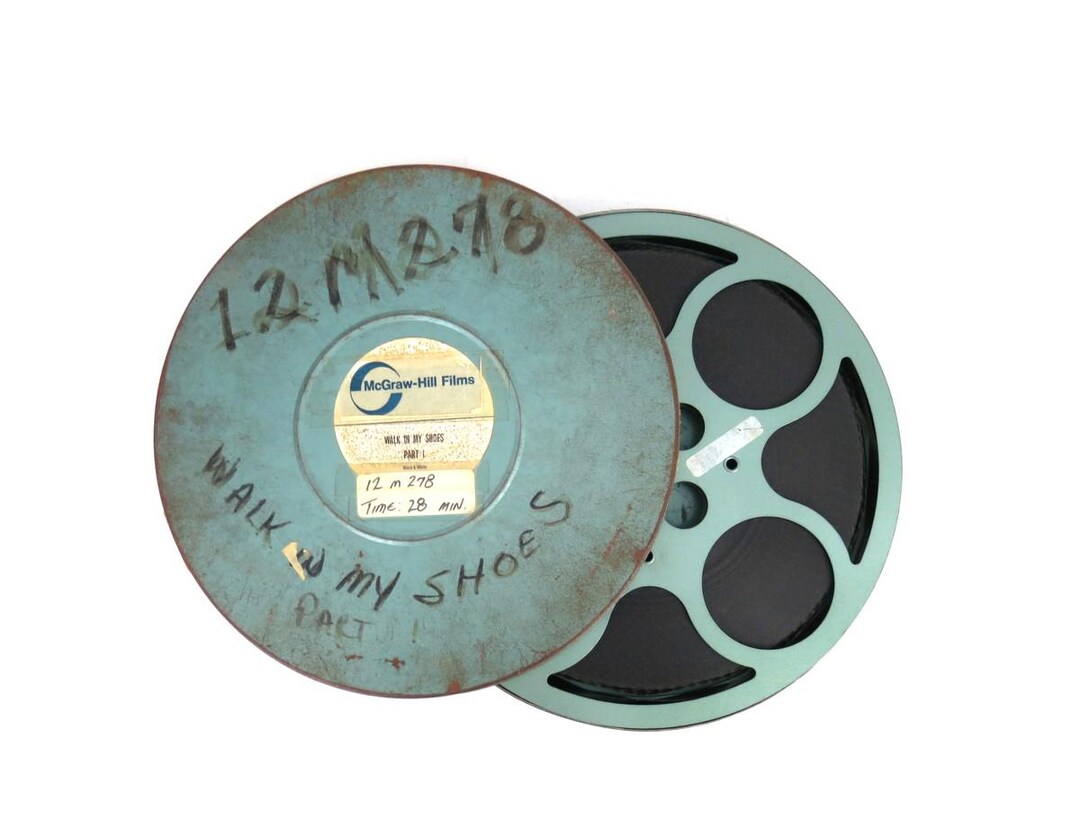 Vintage Industrial Large Metal 16mm Film Can Reel Canister Case / MCM ...