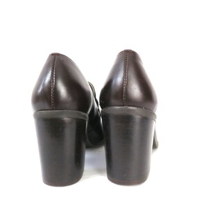 Brown Leather High Heel Loafers Vintage 90s Preppy Office Secretary ...