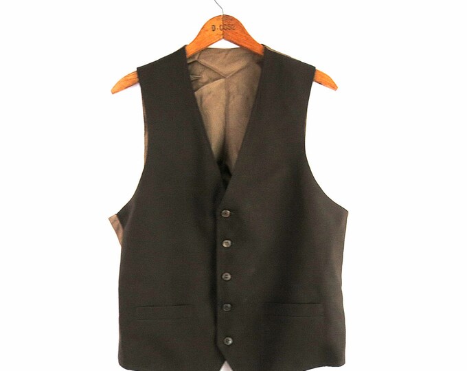 Brown Suit Vest 80s Vintage Button Down Vest Gender Neutral Vest Size ...