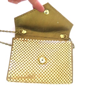 Small Gold Metal Mesh Purse With Gold Chain / Gold Evening Box Purse ...