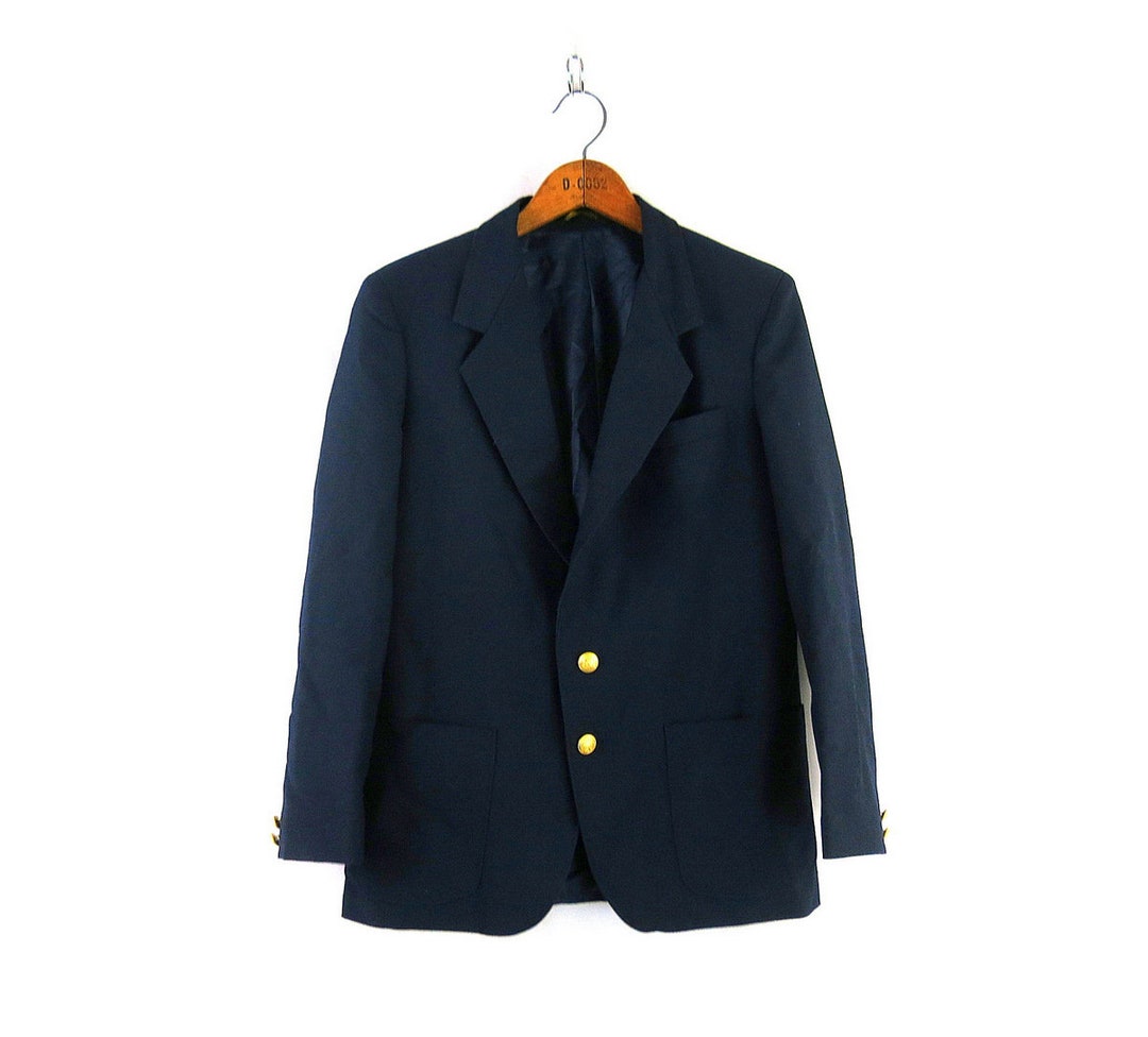 Navy Blue TFW Blazer Preppy Suit Jacket Coat With Gold Scottish ...