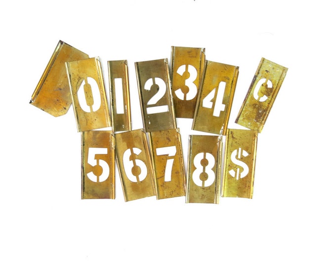 Vintage Numbers Set .. Adjustable Brass Number Stencils for Assemblage ...