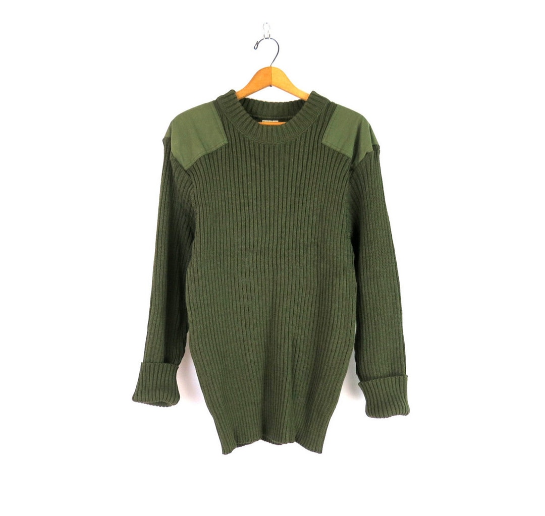 Vintage WOOL Military Sweater Army Green Commando RIBBED - Etsy