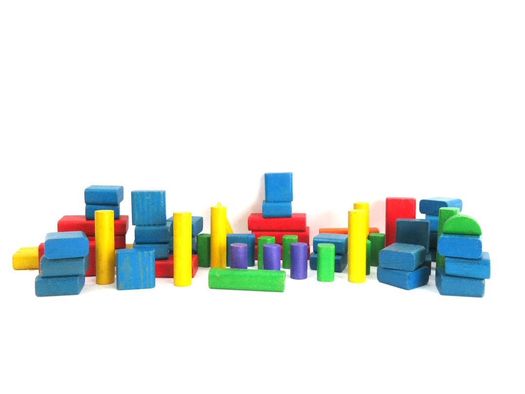 Playskool Colored Blocks Painted Wood Blocks Retro Wooden - Etsy