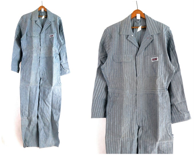 Vintage Big Mac Coveralls Fisher Stripe Denim Work Suit Coveralls ...