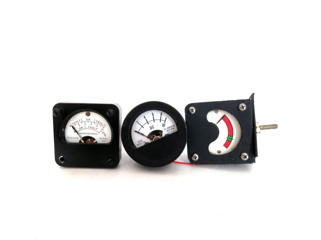 3 Vintage Small Instrument Meters // Steampunk Shelf Display - Etsy
