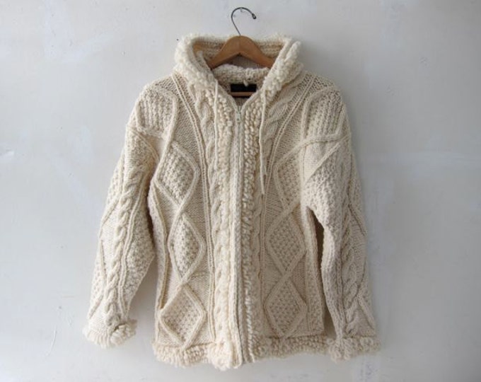 70s Wool Cardigan Sweater. Ecuadorian Sweater Coat. Cream Sweater ...
