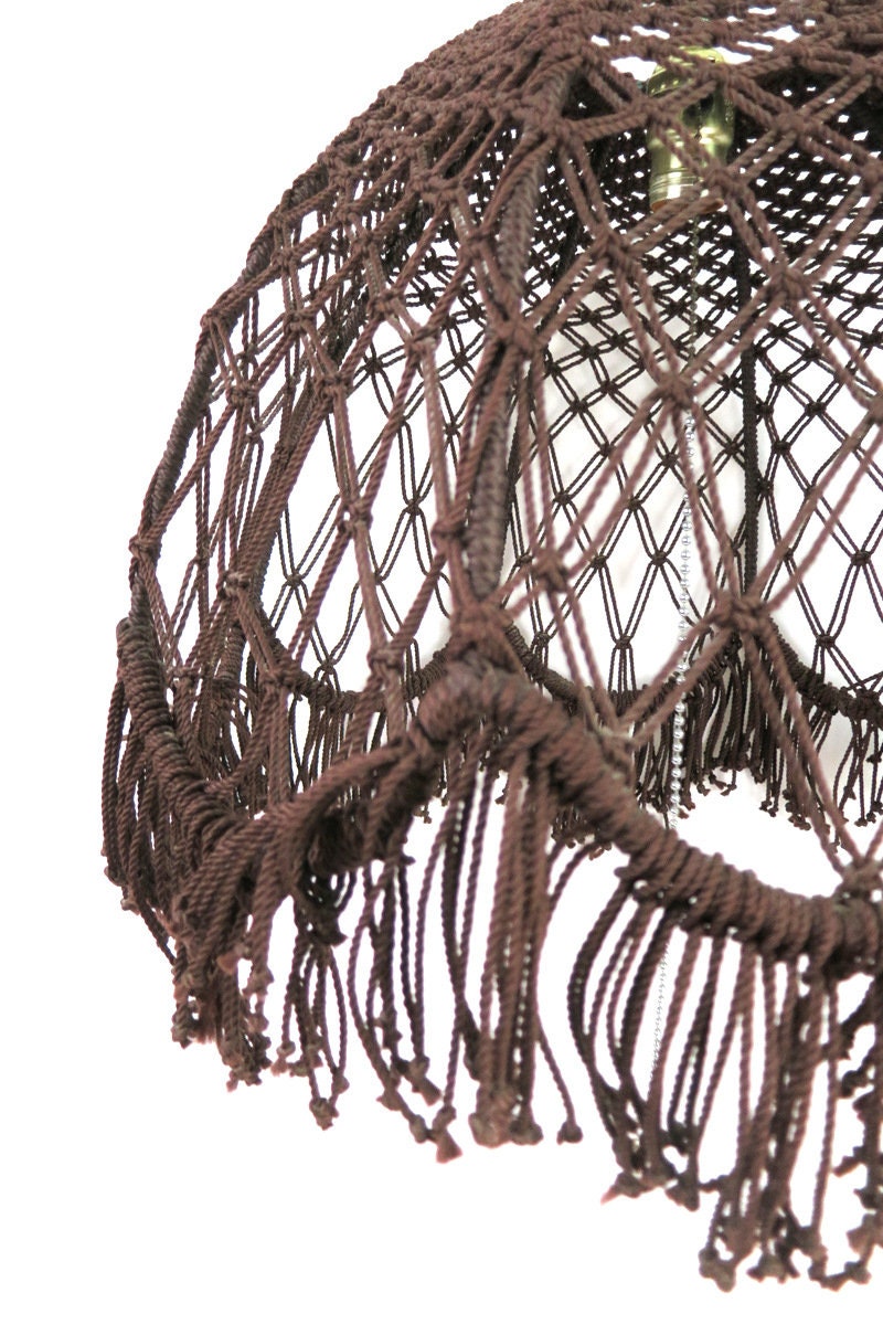 Vintage Brown Macrame Swag Lamp Hanging Rope Chain Lamp Large - Etsy