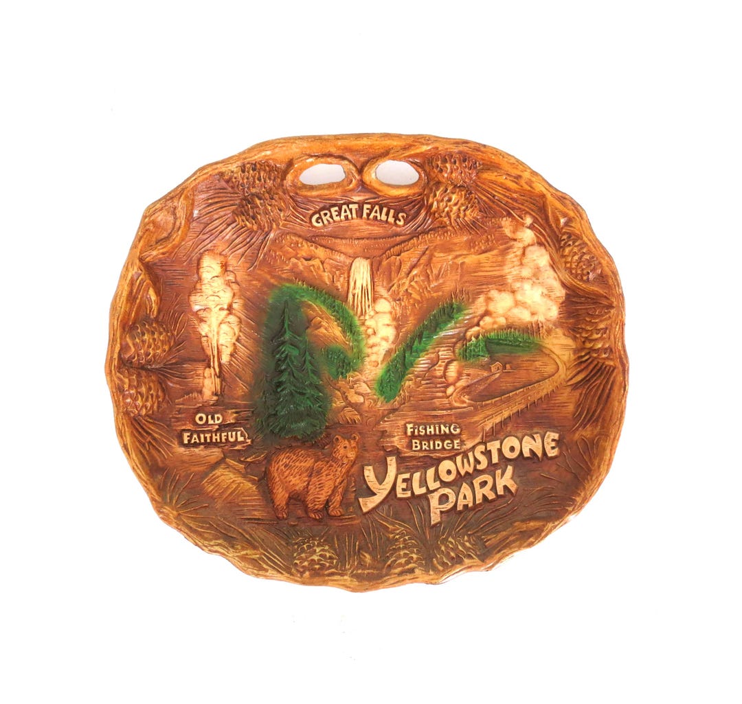 Vintage Yellowstone National Park Souvenir Tray Bowl Wall Hanging - Etsy