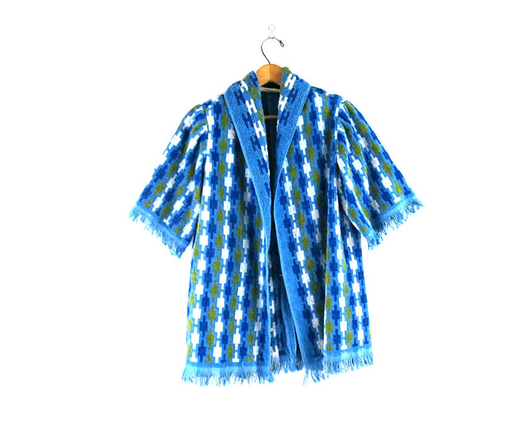 Vintage Blue Terry Cloth Jacket, Terrycloth Towel Jacket, Canon ...