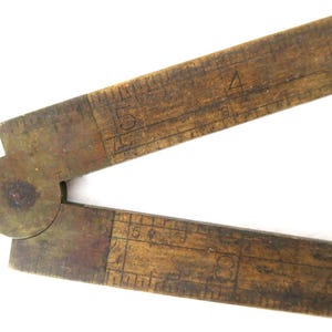 Vintage Wooden Folding Ruler / Antique Wood & Brass Drafting Ruler - Etsy