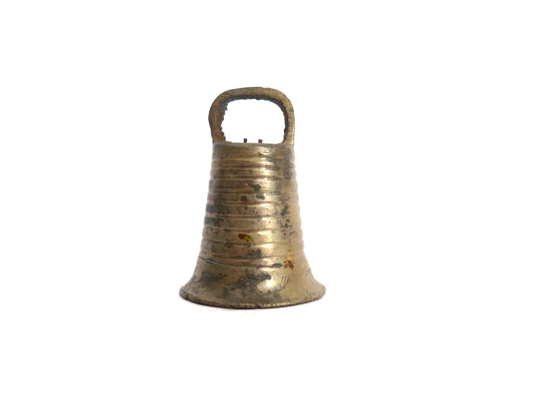 Tarnished Brass Hand Bell / Old School Bell / Vintage Captain Bell ...