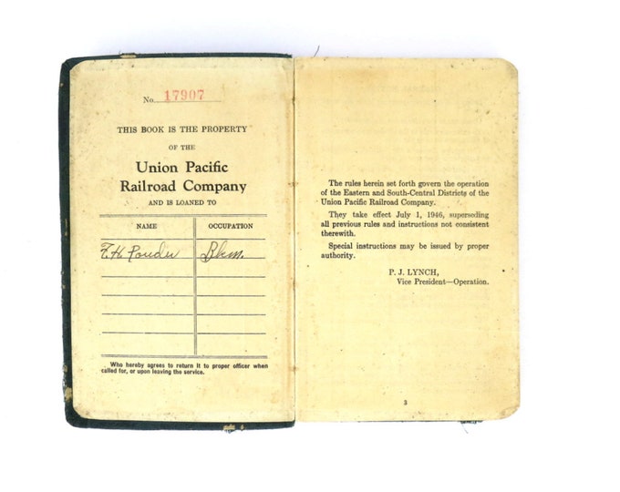 Vintage 1946 Union Pacific Railroad Company Operating Rules 1968 ...