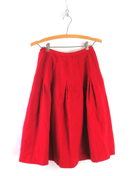 Red Wool Skirt Pleated Bobbie Brooks Skirt Vintage Me… - Gem