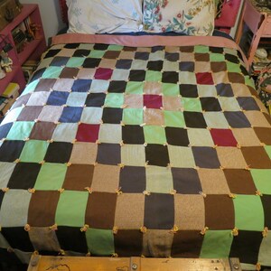 Antique Handmade Cottage Quilt / Men's Wool Suit Fabric Blanket ...