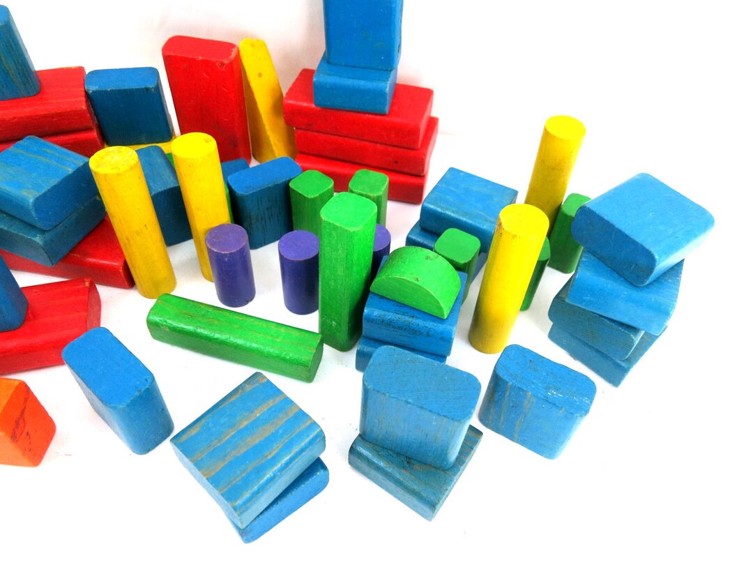 Playskool Colored Blocks Painted Wood Blocks Retro Wooden Block ...