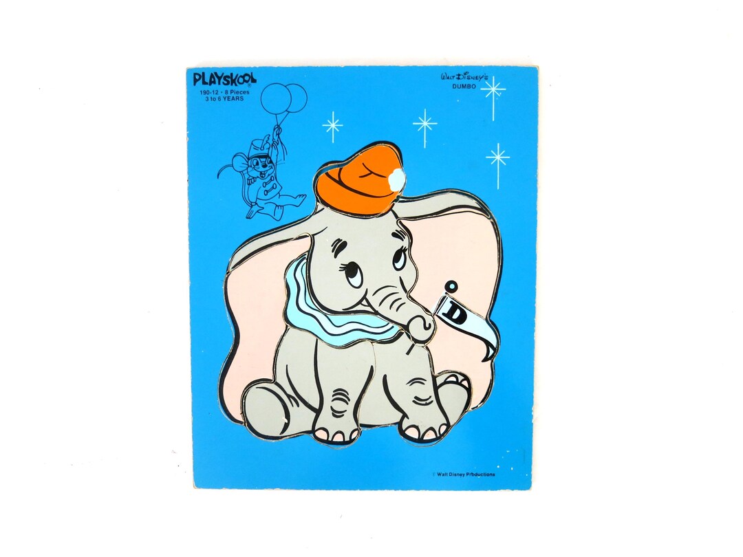 Vintage Playskool Walt Disney DUMBO Puzzle Wooden Children's Tray ...