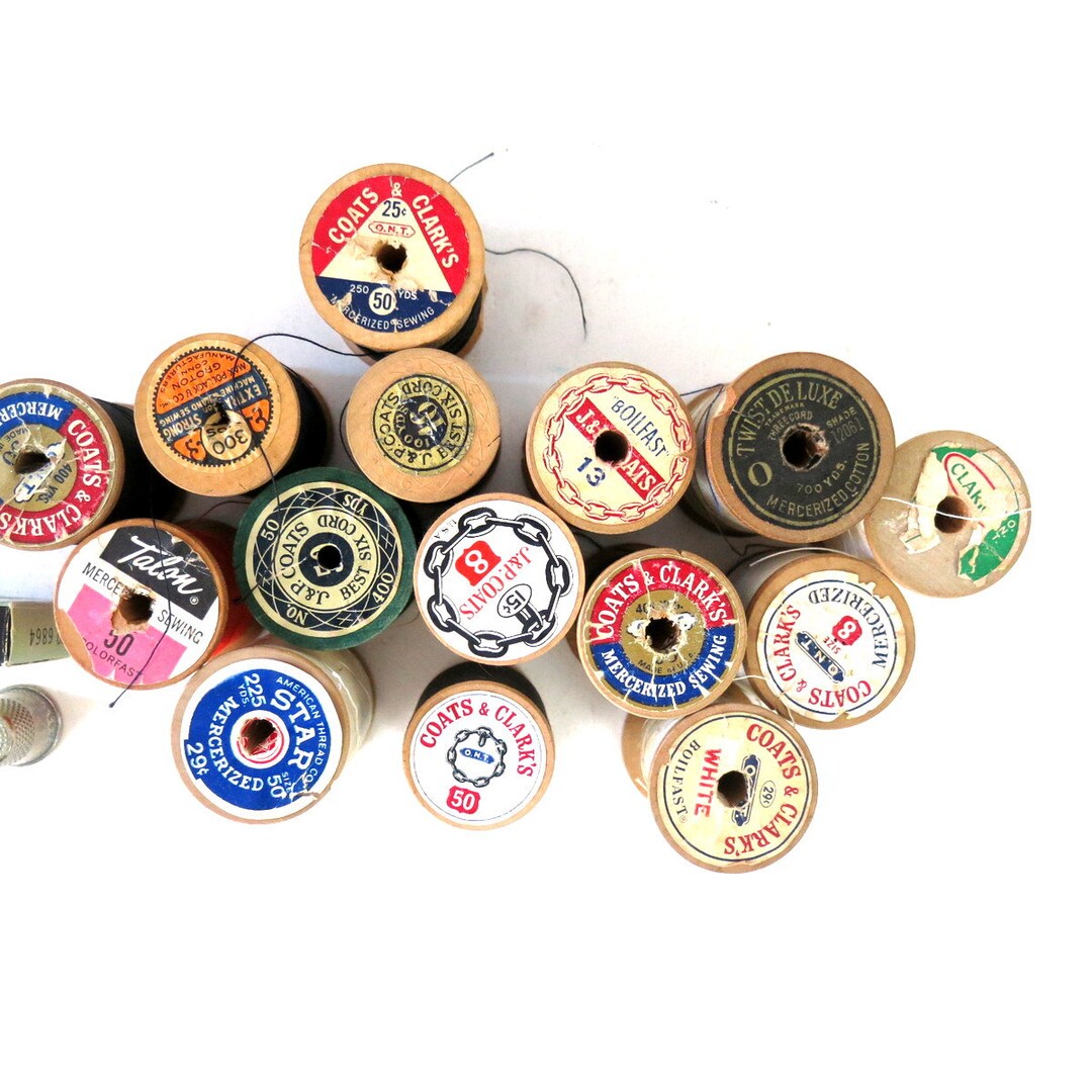 Vintage Wooden Thread Spools / Wood Sewing Thread Spools / Needle ...