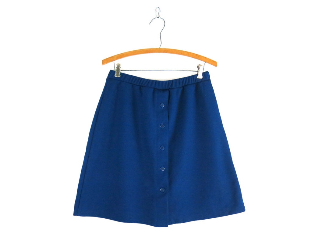 70s Mini Skirt 1970s Retro Poly Skirt Mod Dark Blue Skirt - Etsy