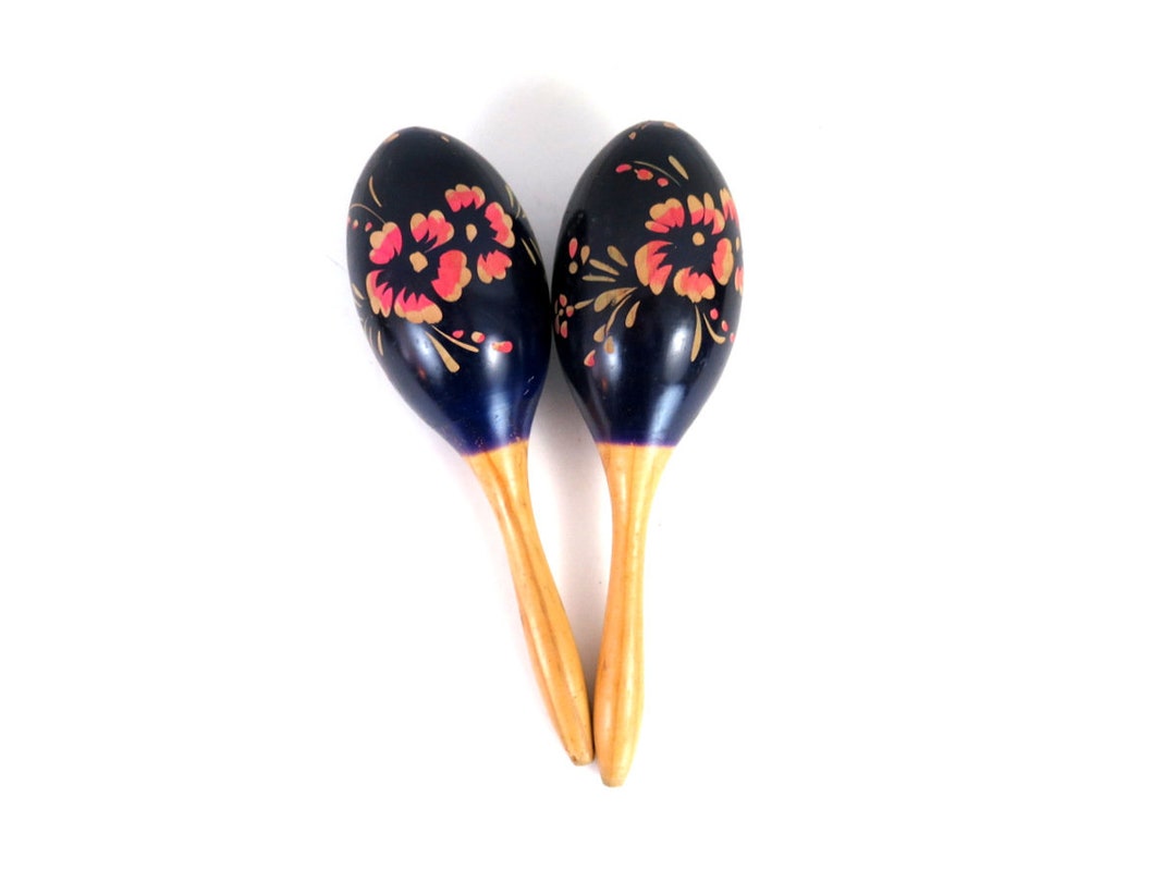 Vintage Purple Maracas Vintage Hand Painted Wood Maracas Music Shakers Instruments / Maq - Etsy