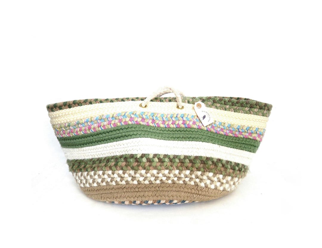 Large Braided Farmhouse Tote: Rustic Yarn Storage Basket - Etsy