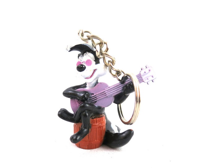 Vintage 90s Pepe Le Pew Skunk Playing Guitar Key Chain / Novelty Car ...
