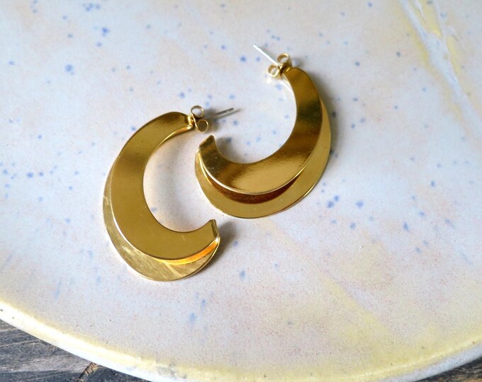 Modern Gold Earrings Vintage 1990s Earrings Minimal Modern Jewelry - Etsy