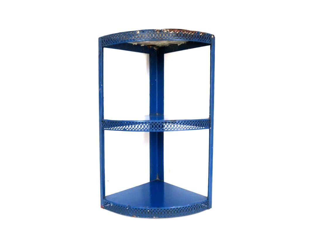 Vintage Metal Shelf 3 Tier Corner Shelf MCM - Etsy