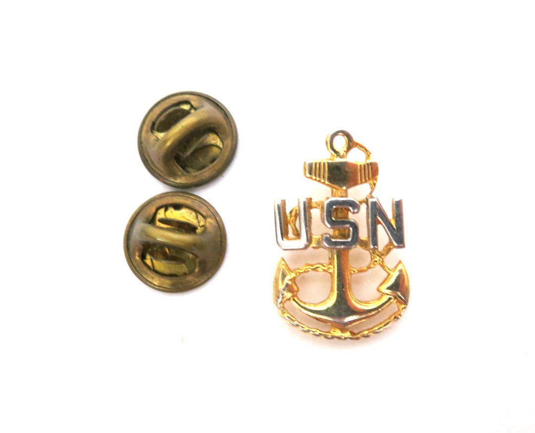Vintage NAVY Pin Small Gold Metal Anchor Button Antique Pinback - Etsy