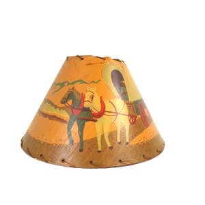 Vintage Hand Painted Cowboy Western Lampshade 1950s Clip on Cowgirl ...