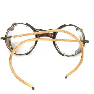 Vintage Antique Safety Goggles Glass Lens Eyeglasses Steampunk View ...