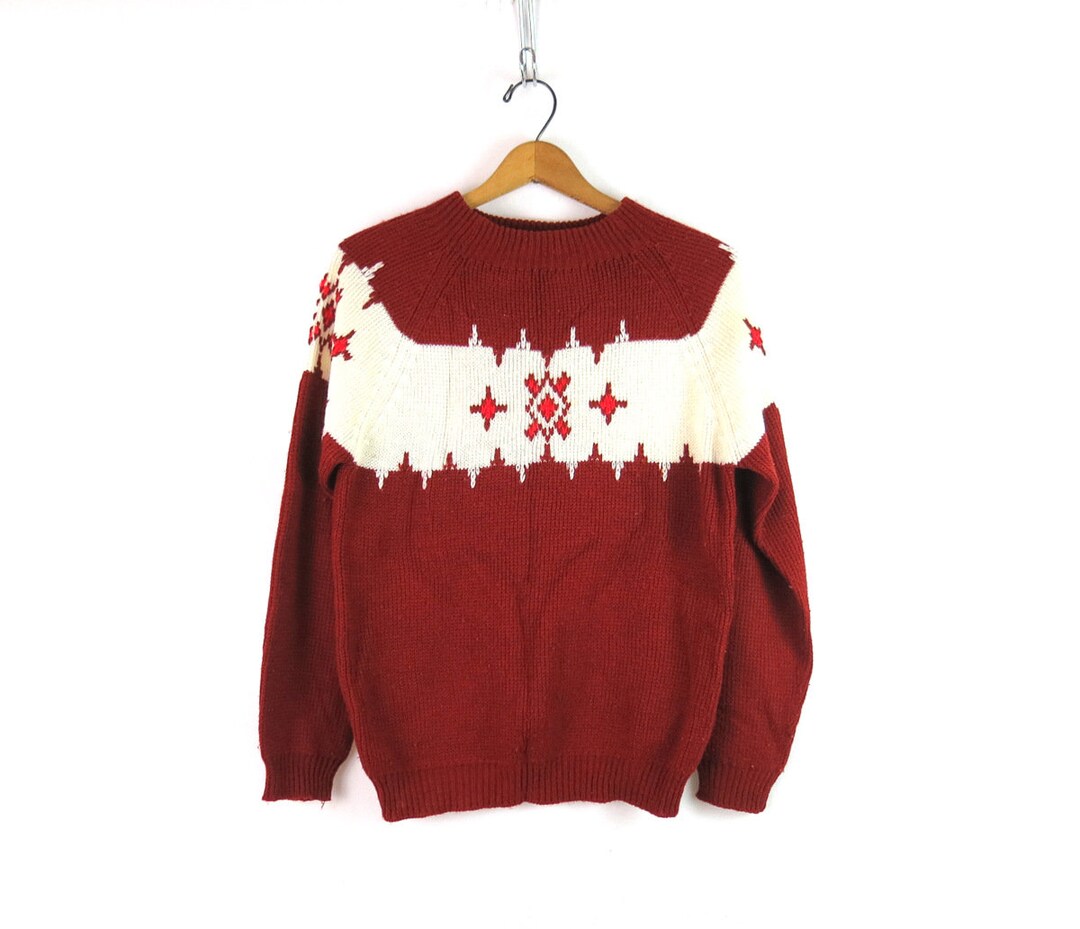 1970s Retro Ski Sweater Vintage 70s JC Penneys Pullover Sweater Size ...